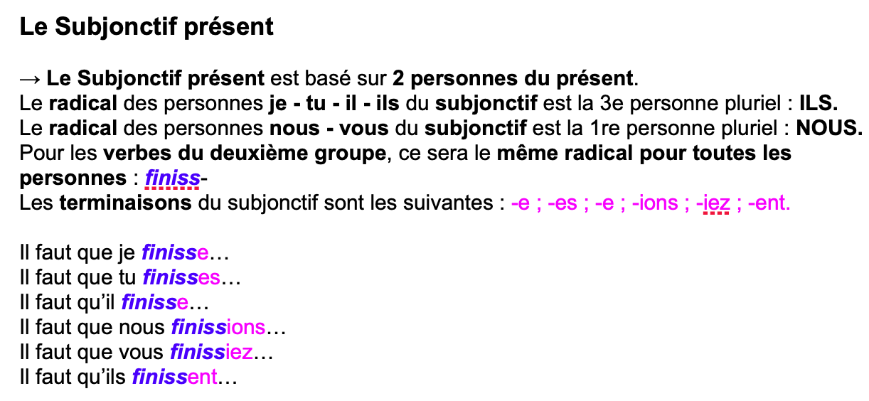 Les verbes du deuxième groupe en français – Blog de Chez Prisc French Lab